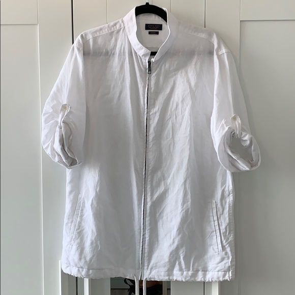 Zara | Jackets & Coats | Zara White Linen Zipper Up Jacket | Poshmark
